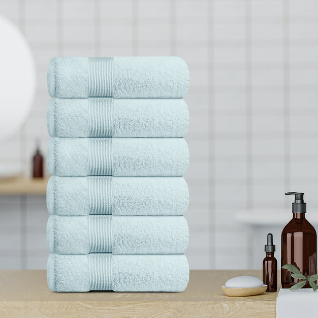 White Classic Lasting Light Blue Luxury Hand Towels, 16x27, Resort ...