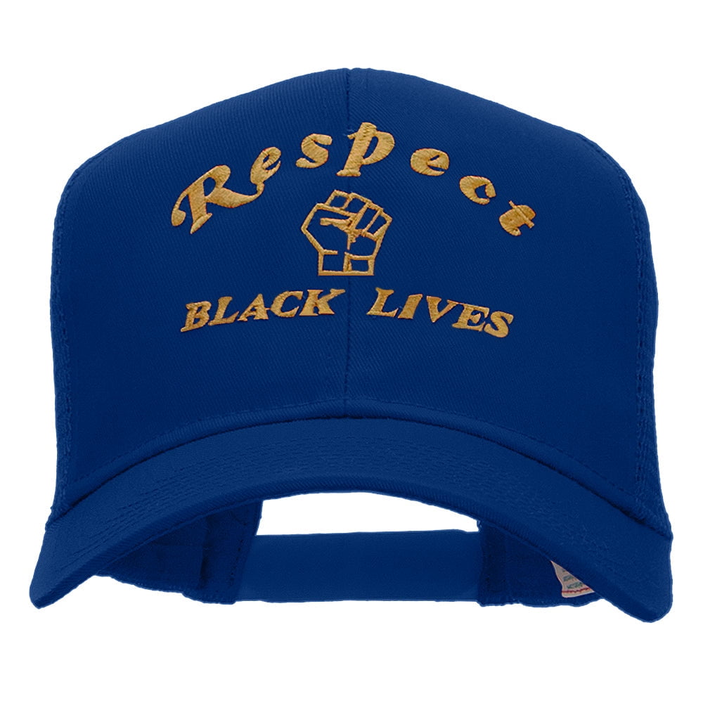 Respect Black Lives Statement Embroidered Cotton Mesh Cap - Royal OSFM ...