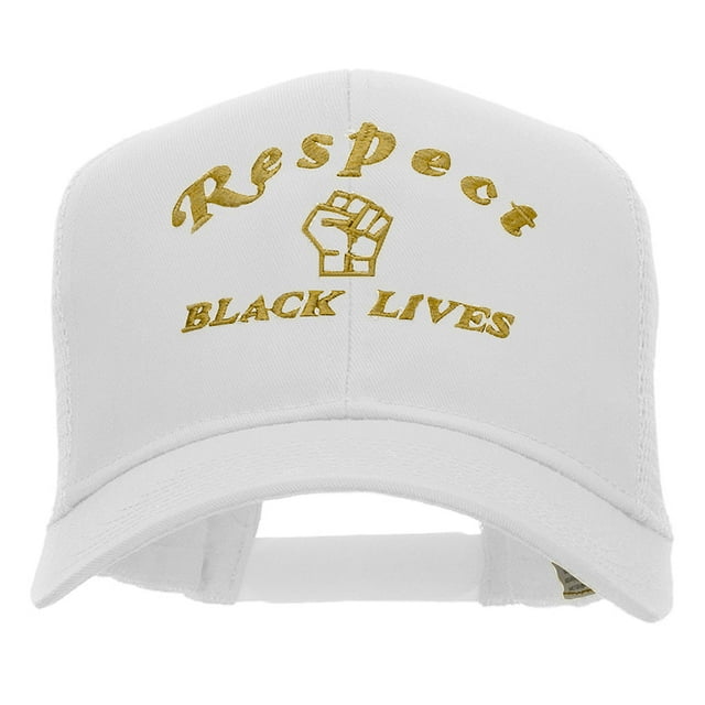 Respect Black Lives Statement Embroidered Cotton Mesh Cap - White OSFM ...