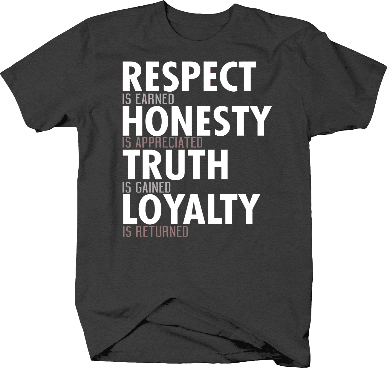 Respect Honesty Truth Loyalty Tshirt for Men Small Dark Gray - Walmart.com