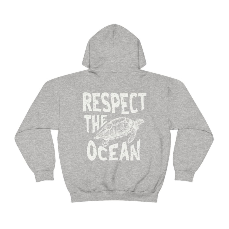 Respect the Ocean Surf Inspired Hoodie Sweatshirt with Oversized Turtle ...