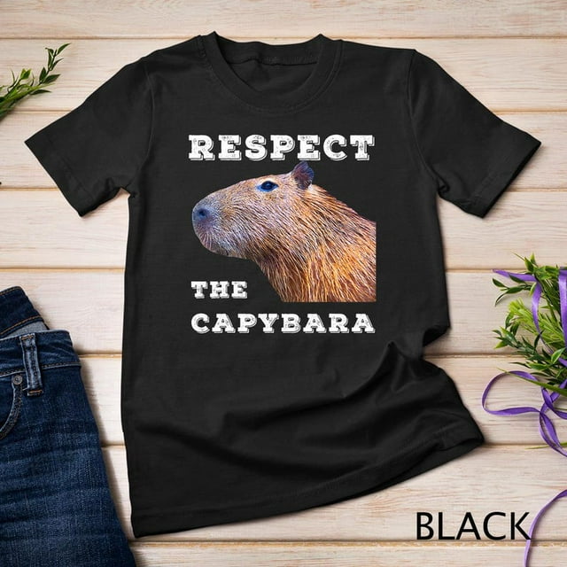 Respect The Capybara Funny Capybara Quotes for Rodent Lovers T-Shirt ...