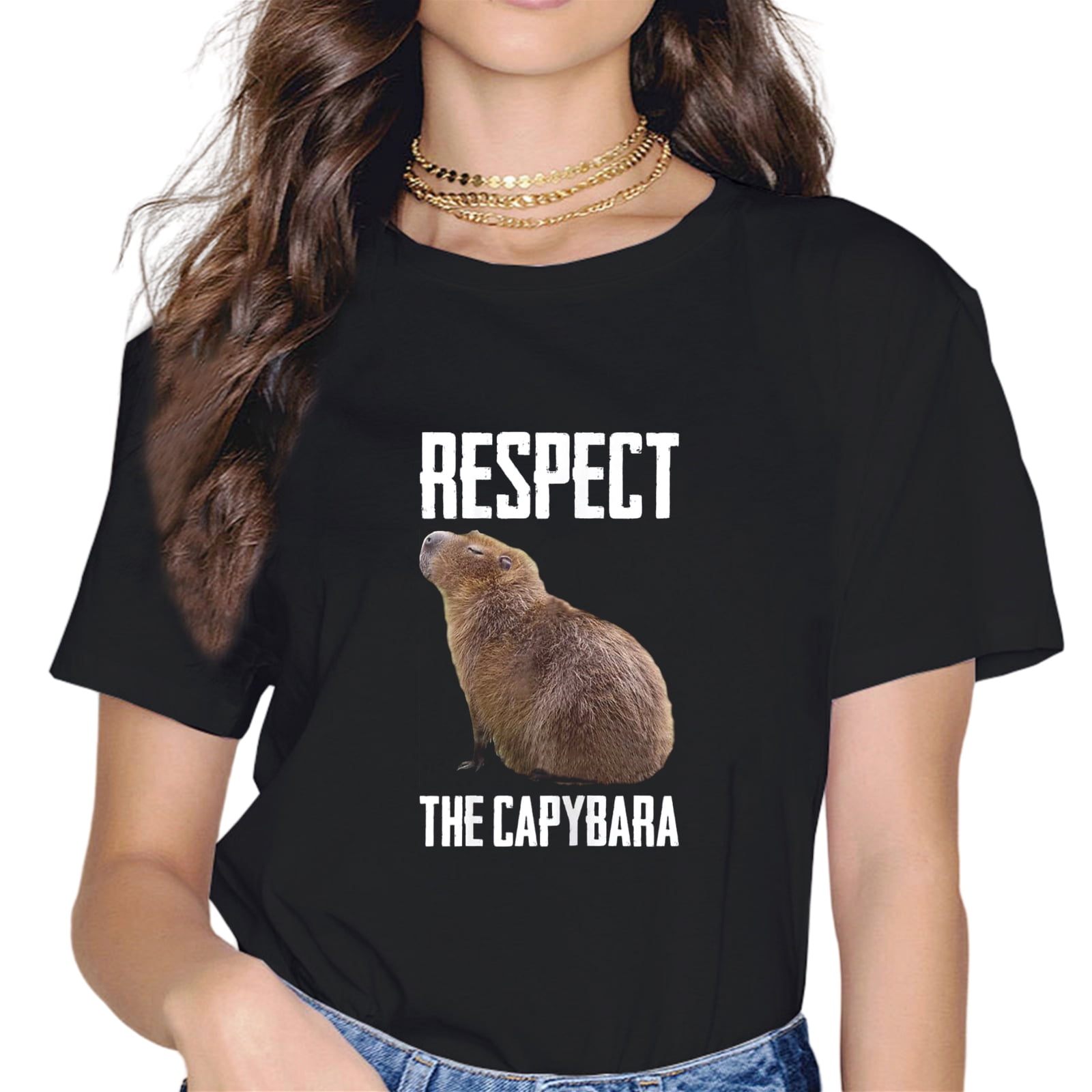 Respect The Capybara Funny Rodent Capibara Photo T-Shirt - Walmart.com