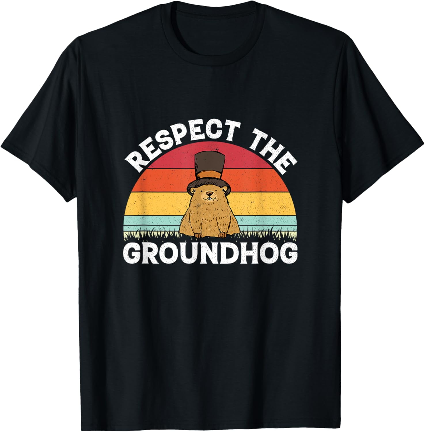 Respect The Groundhog Day Cute Retro Groundhog Day Gifts T-Shirt ...