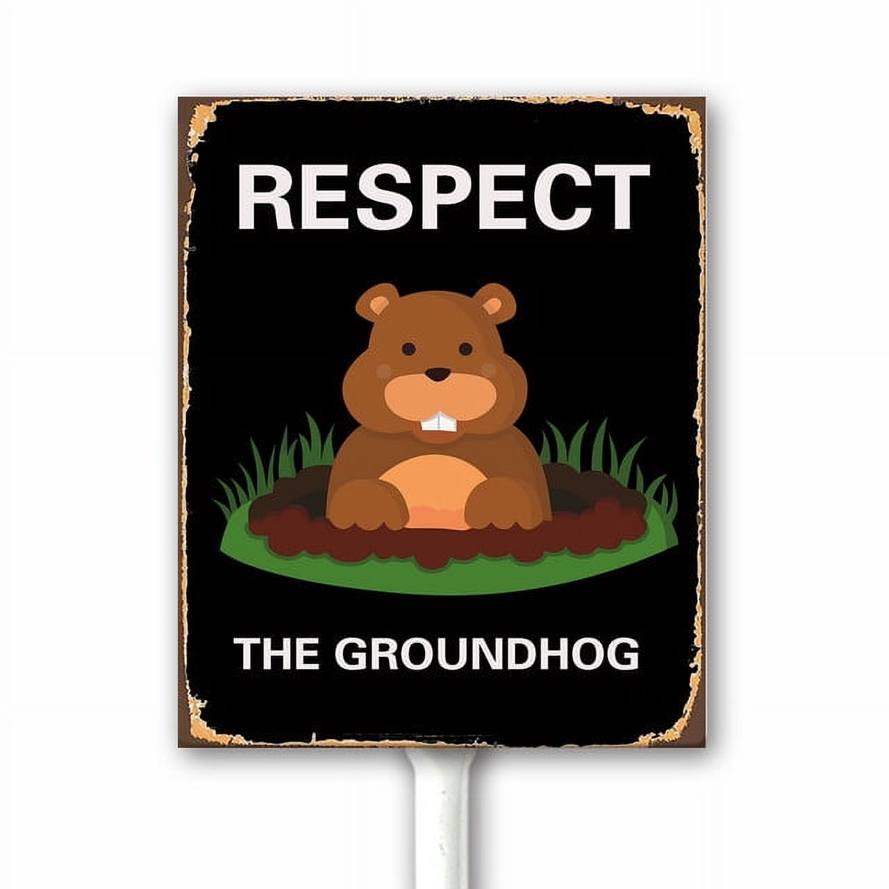 Respect The Groundhog Sign Funny Groundhog Day Decor Sign 7 x 8.8 IN ...