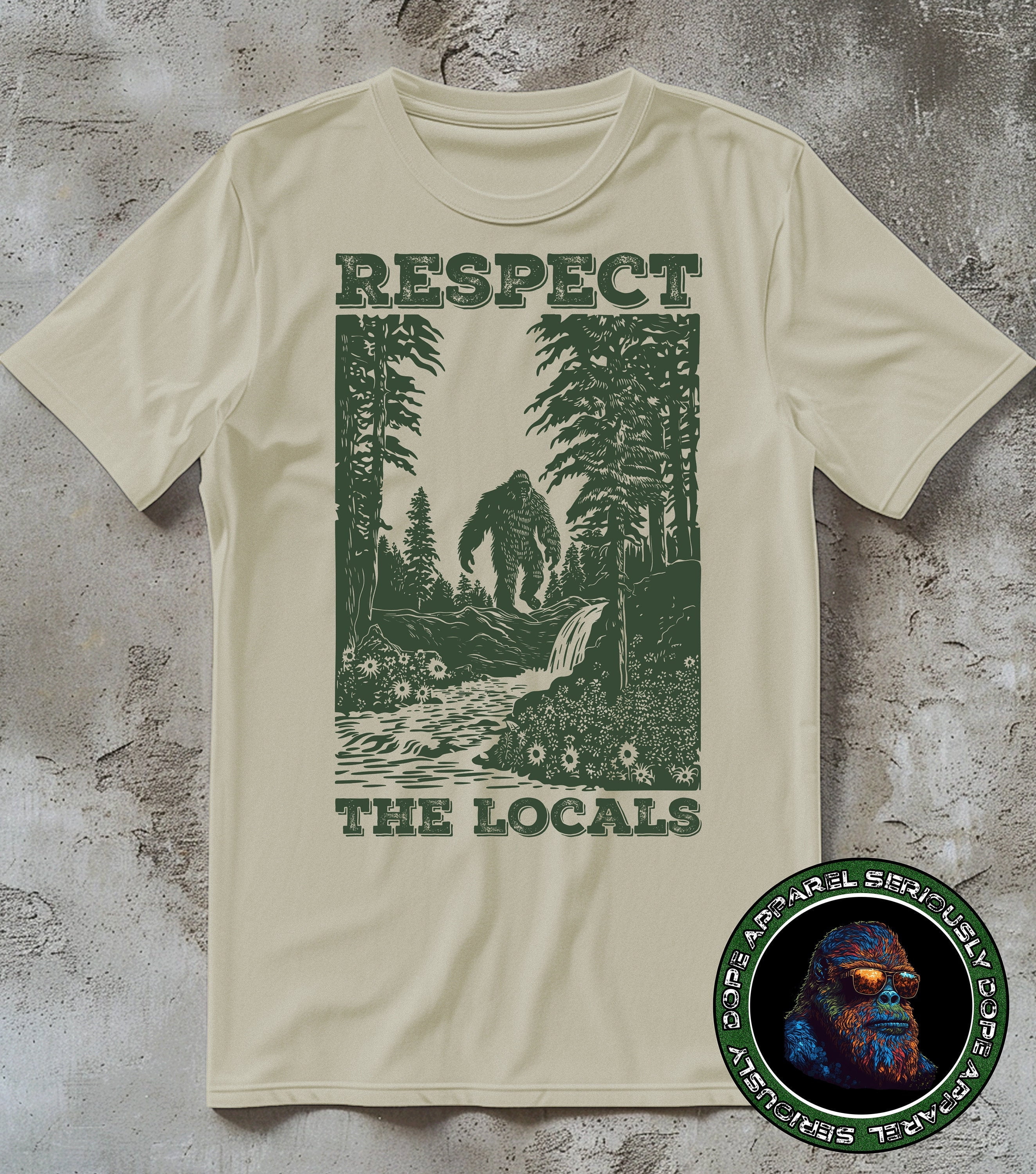 Respect The Locals Bigfoot Tee – Sasquatch Yeti Camping Retro 90s Shirt ...