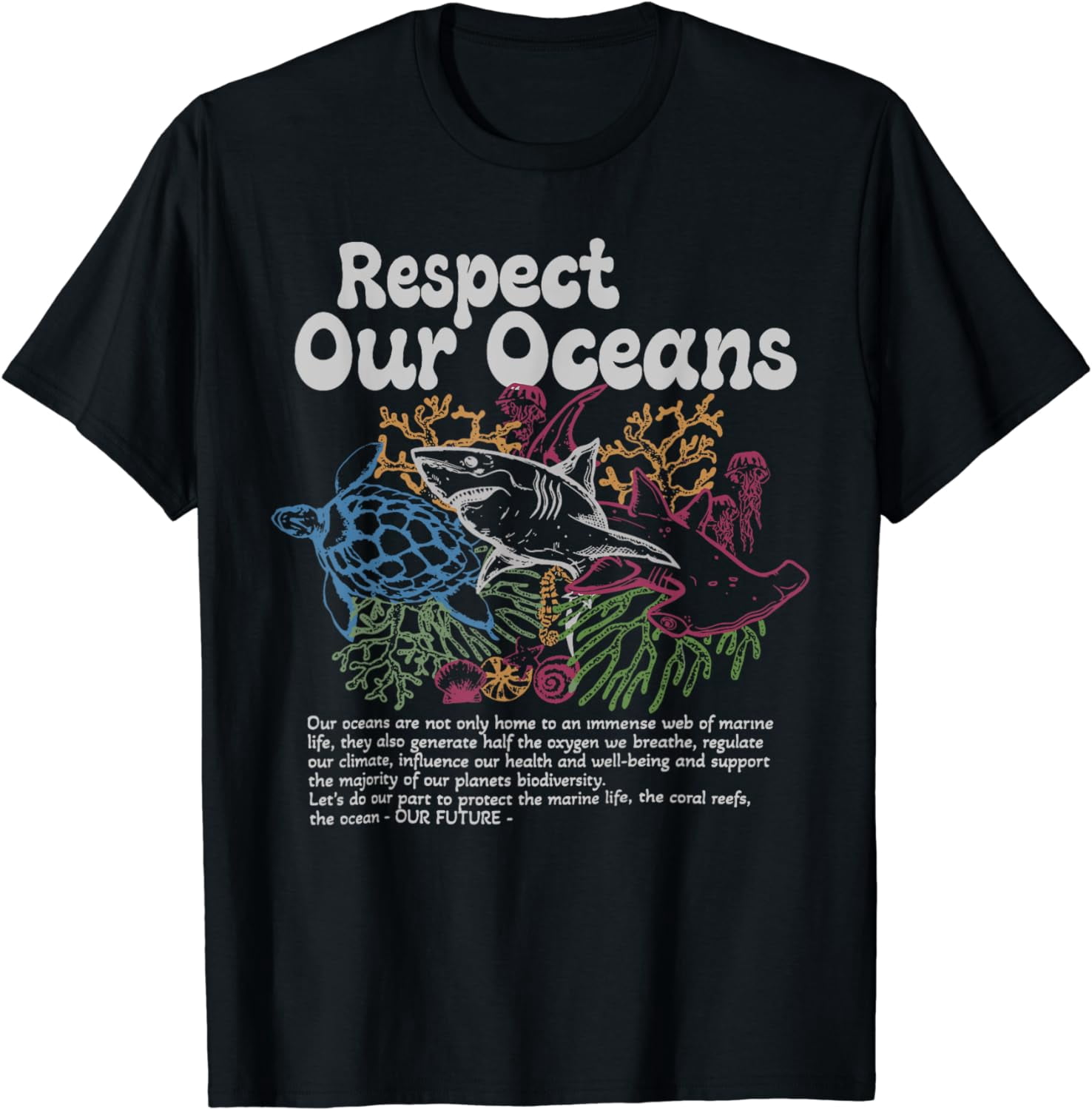 Respect The Locals Shark Protect Our Oceans Save The Ocean T-Shirt ...