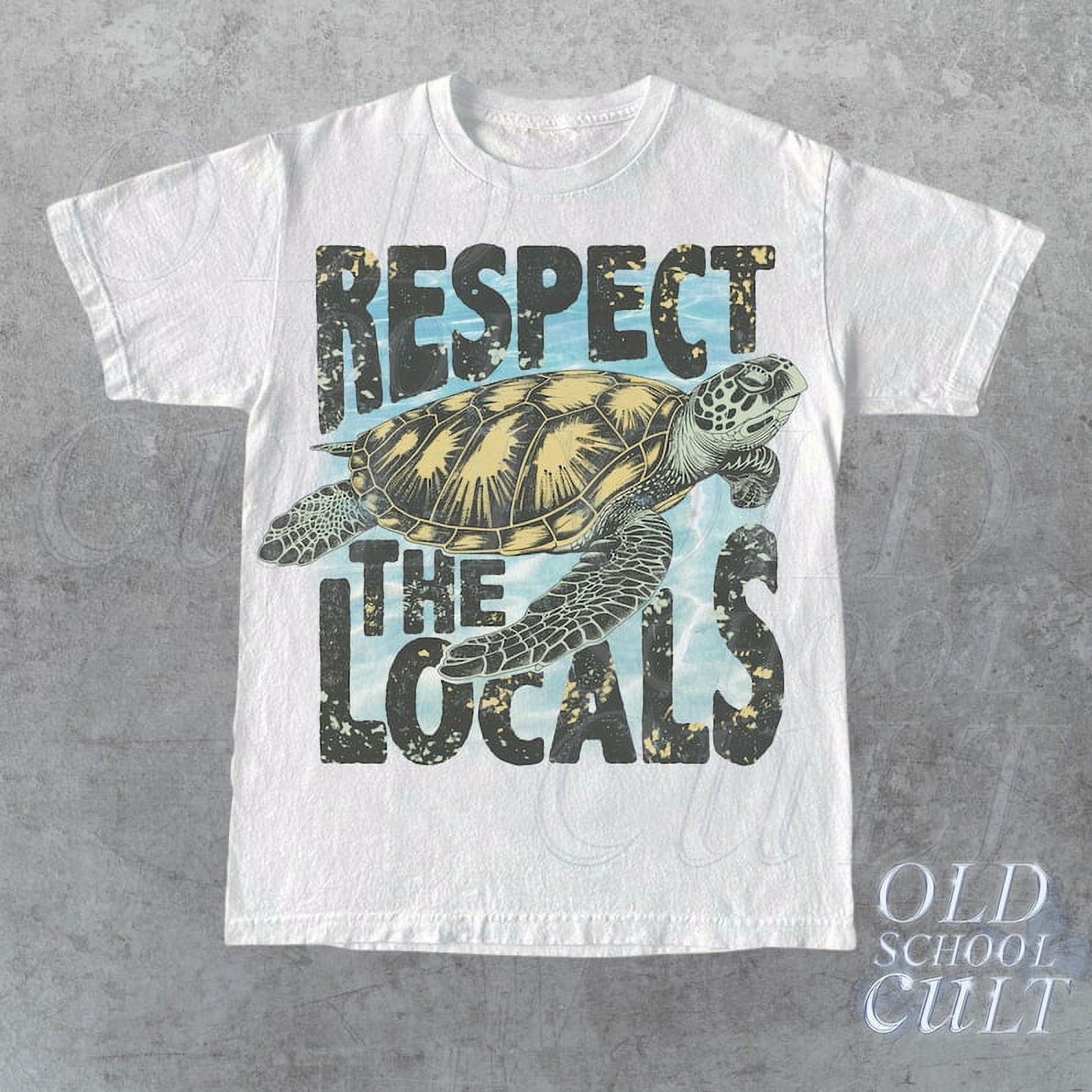Respect The Locals Turtle Ocean Vintage T-Shirt, Retro Sea Animal T ...