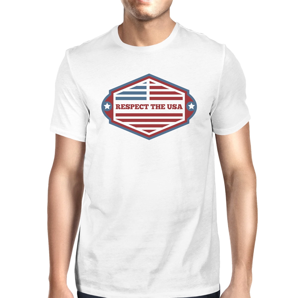 Respect The USA American Flag Shirt Mens White Short Sleeve Tshirt ...
