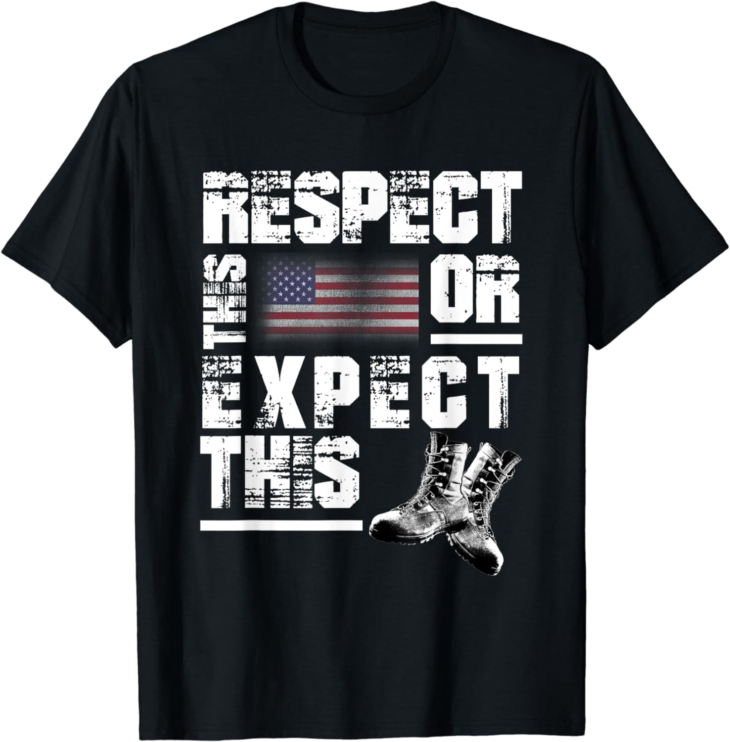 Respect This Or Expect This T-Shirt Distressed USA Flag Tee - Walmart.com
