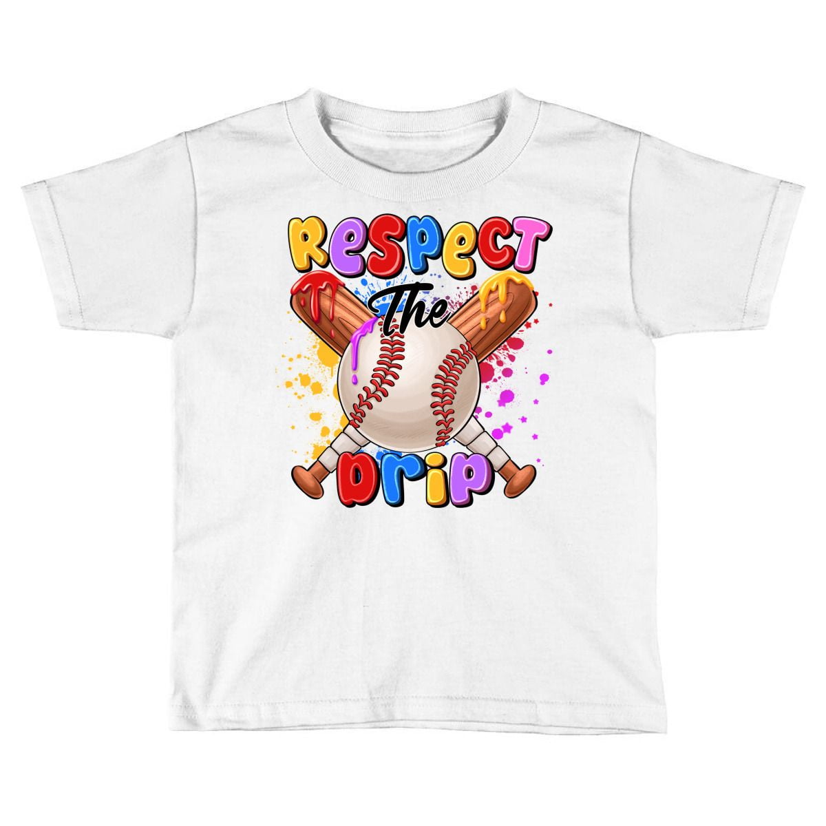 Respect the Drip Baseball Tee, Graffiti Bubble Lettering with Bats ...
