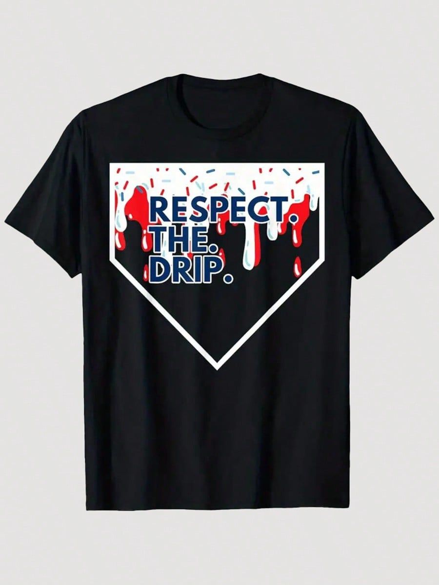 Respect the Drip Home Plate Baseball Tee, Dripping Paint Sports Street ...
