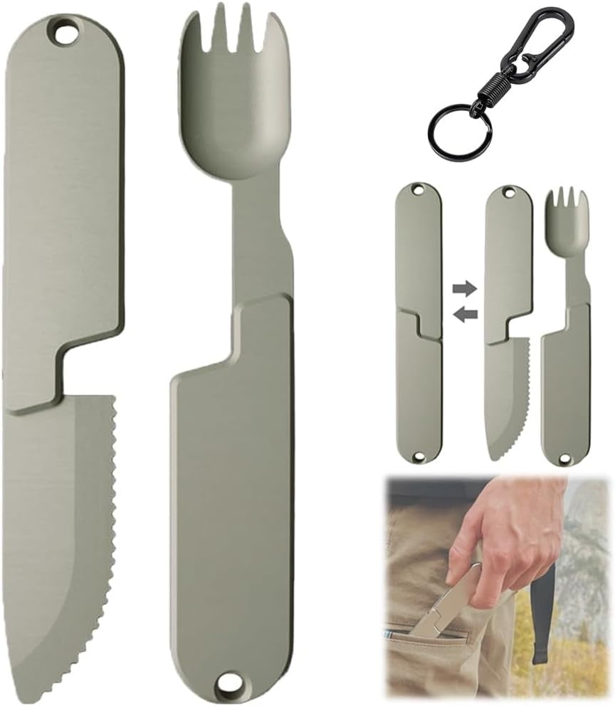 Respectivem 2 in 1 Camping Eating Utensils Set, Portable Magnetic ...