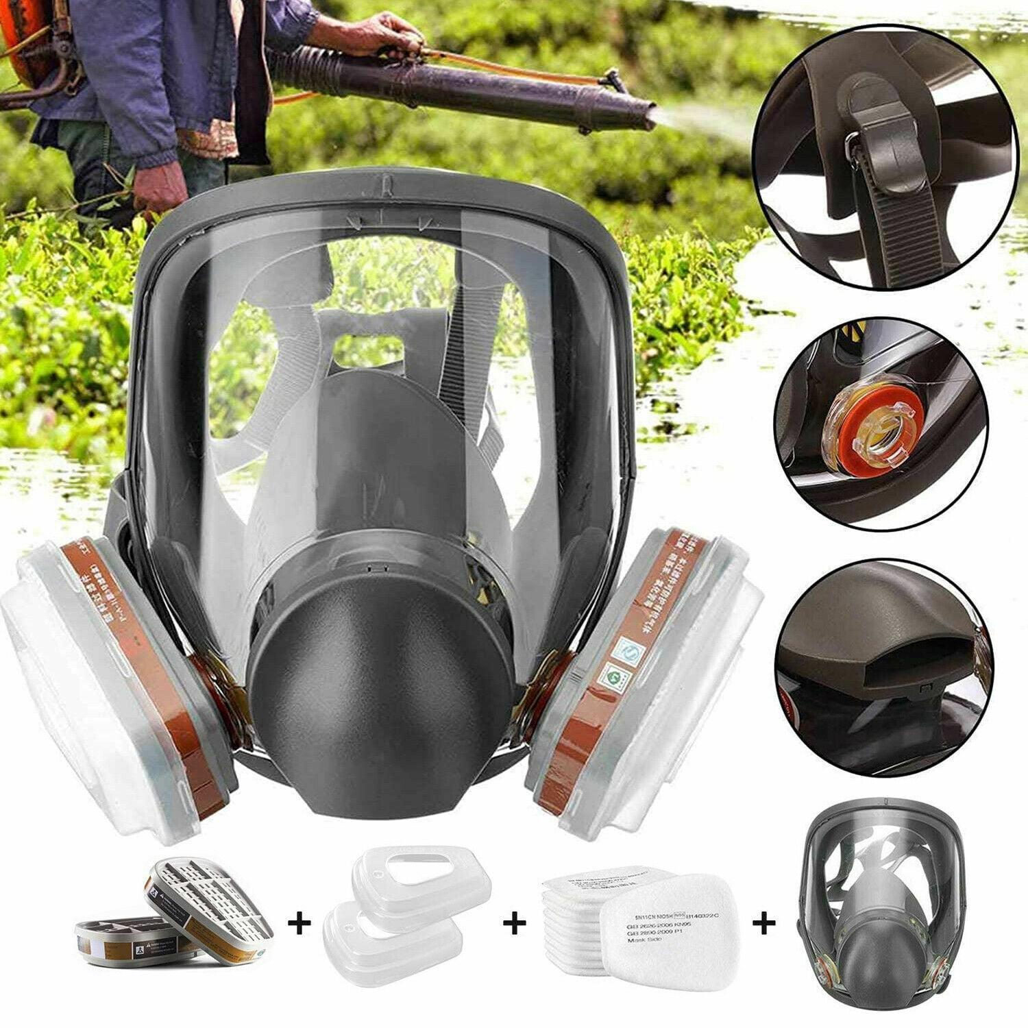 Respirator Gas Mask Full Face Safety Chemical Dustproof Filter Eye ...