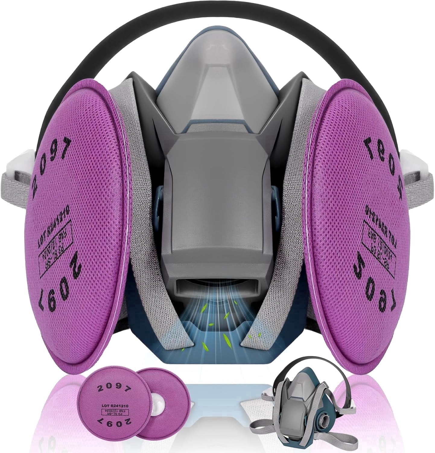 Respirator Gas Mask, Reusable 6503QL Respirator with 2097 Filters, Dust ...