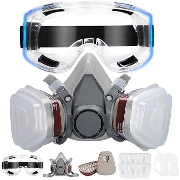 ST-100X Reusable Full Face Gas Mask with Vapor, Particulate Filtration ...