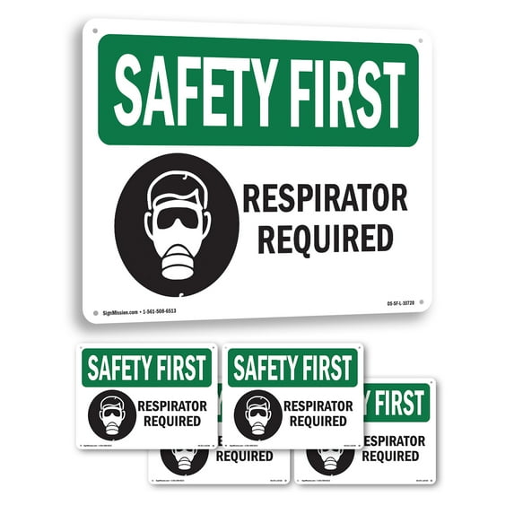 Respirator Required With Symbol OSHA SAFETY FIRST Aluminum Sign 24 Inch ...