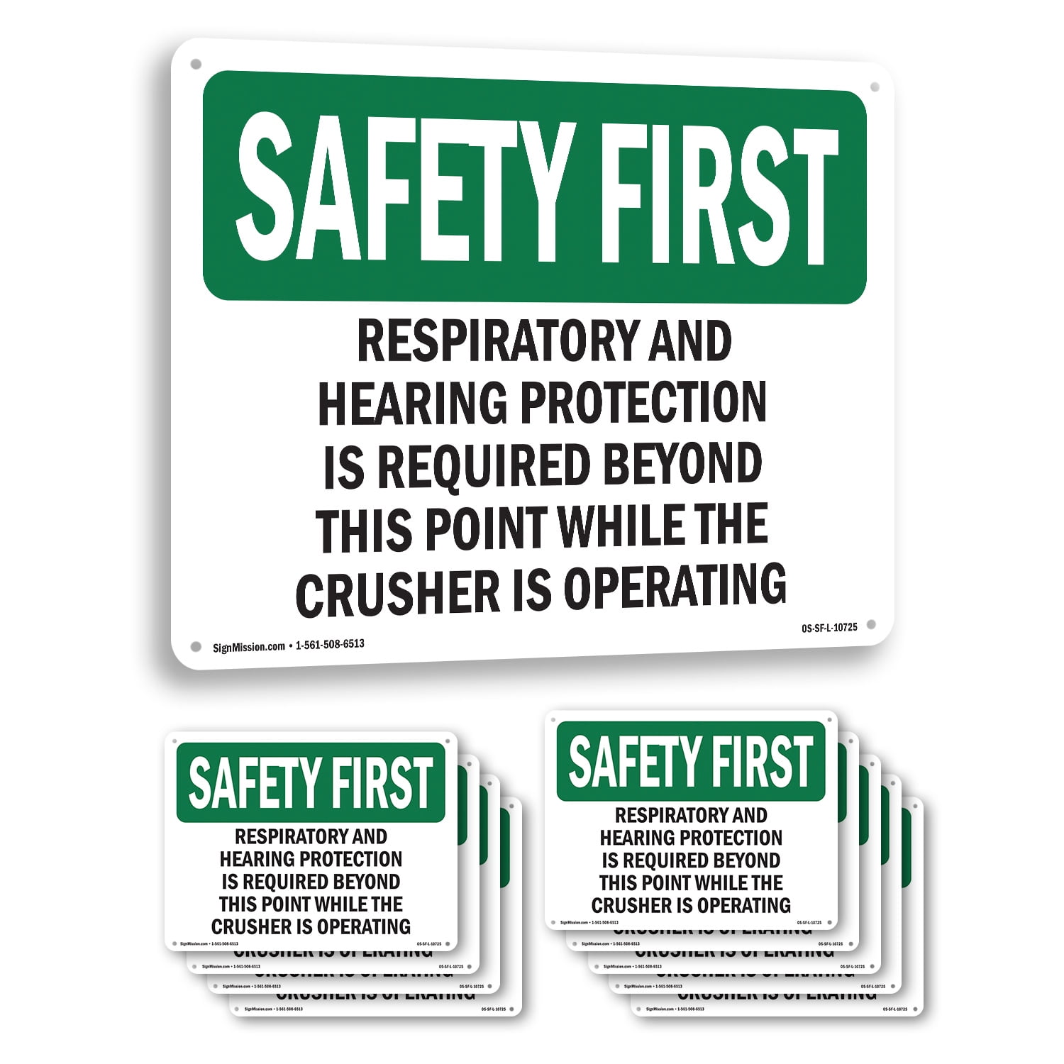 Respiratory And Hearing Protection Is Required OSHA SAFETY FIRST Rigid ...