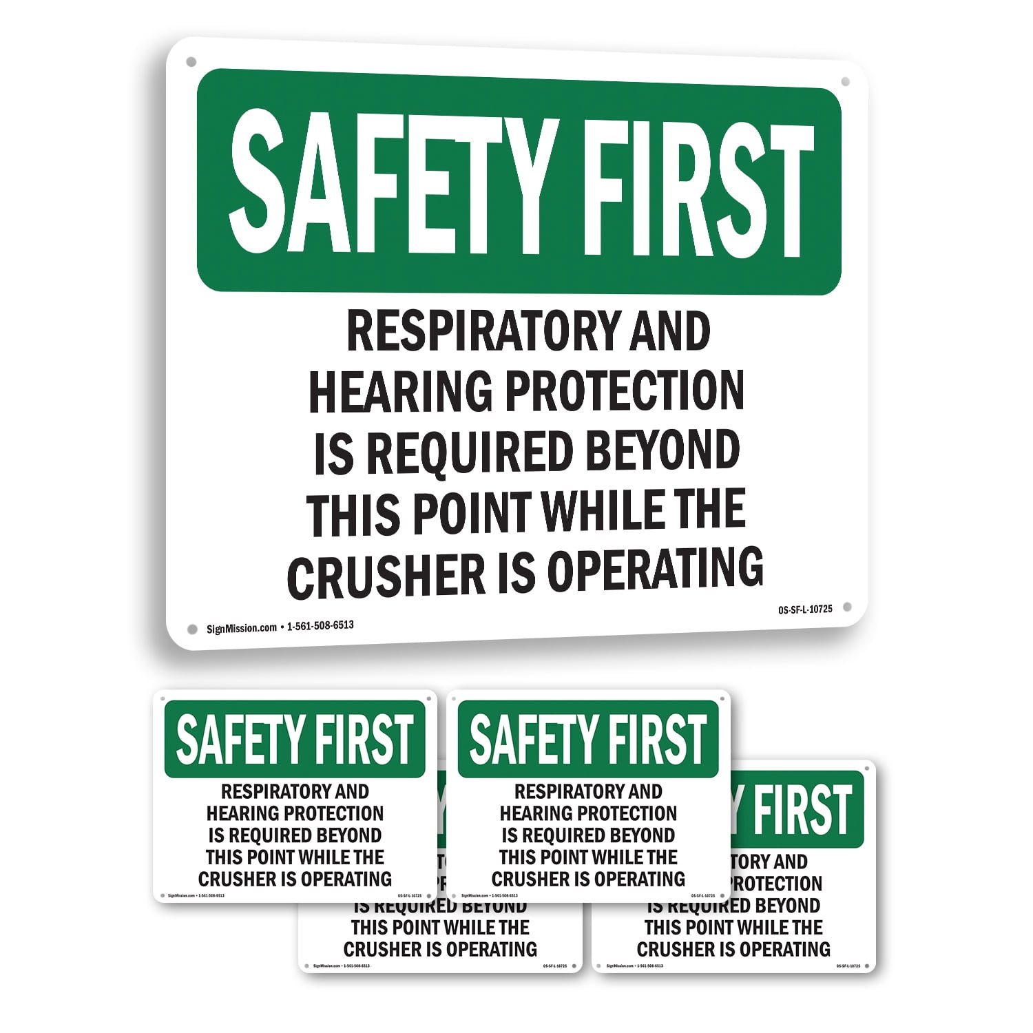 Respiratory And Hearing Protection Is Required OSHA SAFETY FIRST Rigid ...