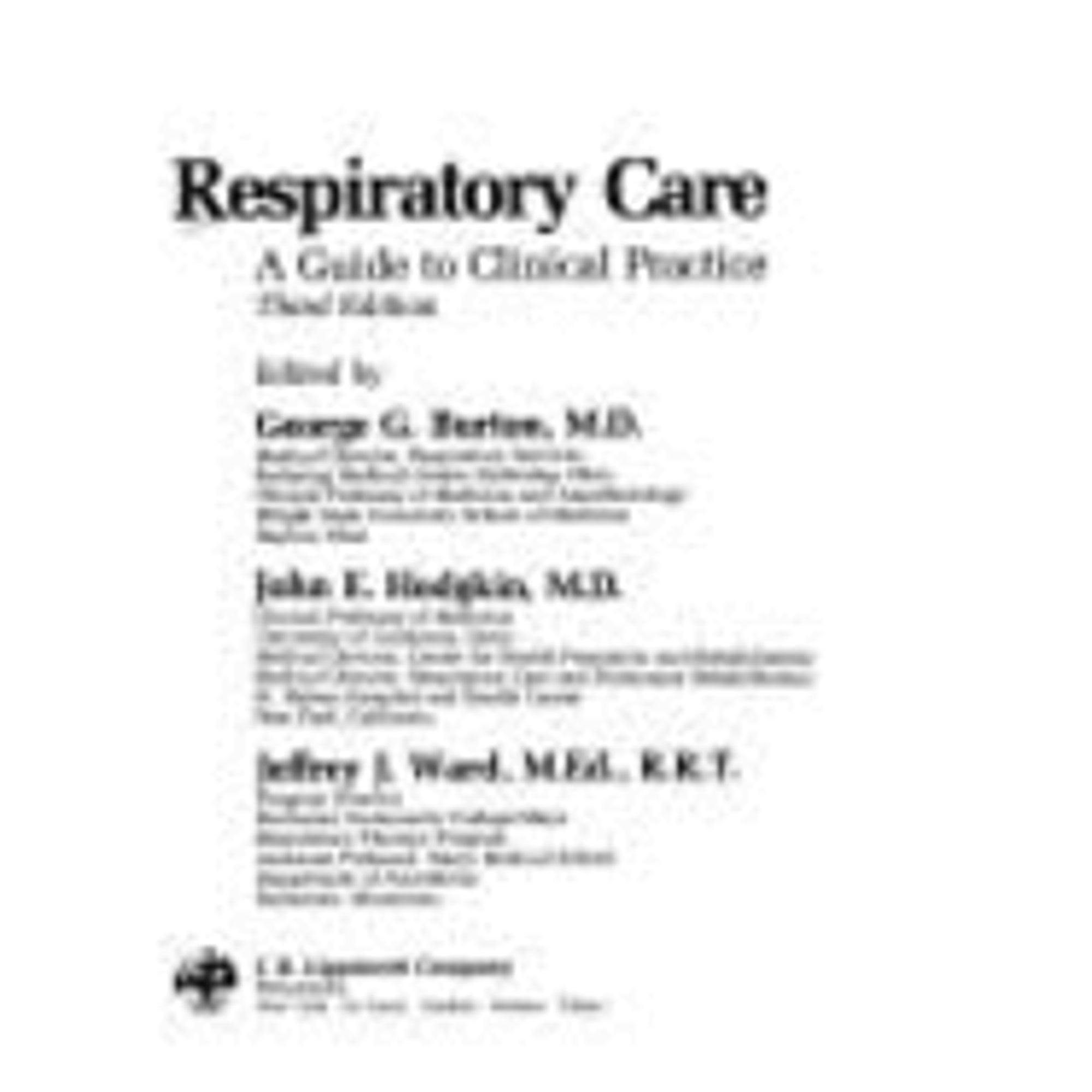 Pre-Owned Respiratory Care: A Guide to Clinical Practice Hardcover ...