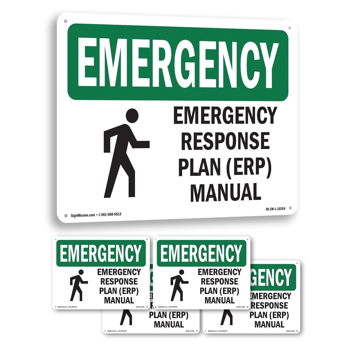 Response Plan (ERP) Manual With Symbol OSHA Emergency Aluminum Sign 10 ...