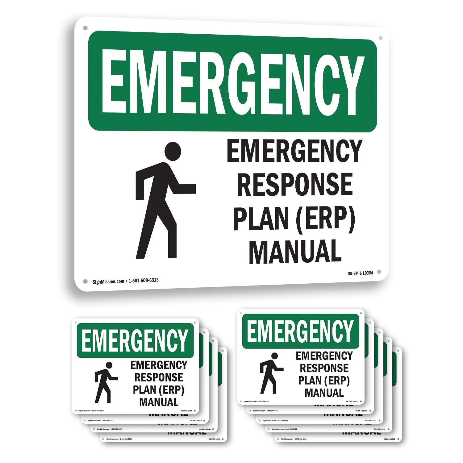 Response Plan (ERP) Manual With Symbol OSHA Emergency Aluminum Sign 24 ...