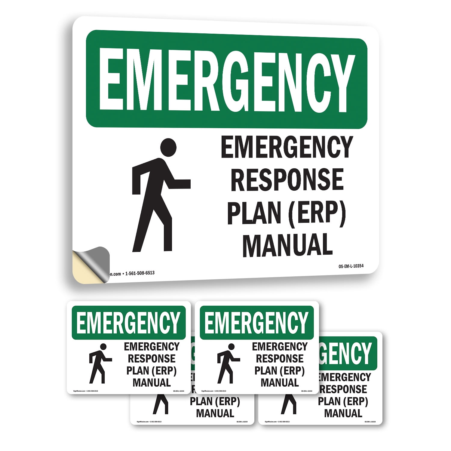 Response Plan (ERP) Manual With Symbol OSHA Emergency Vinyl Decal Label ...