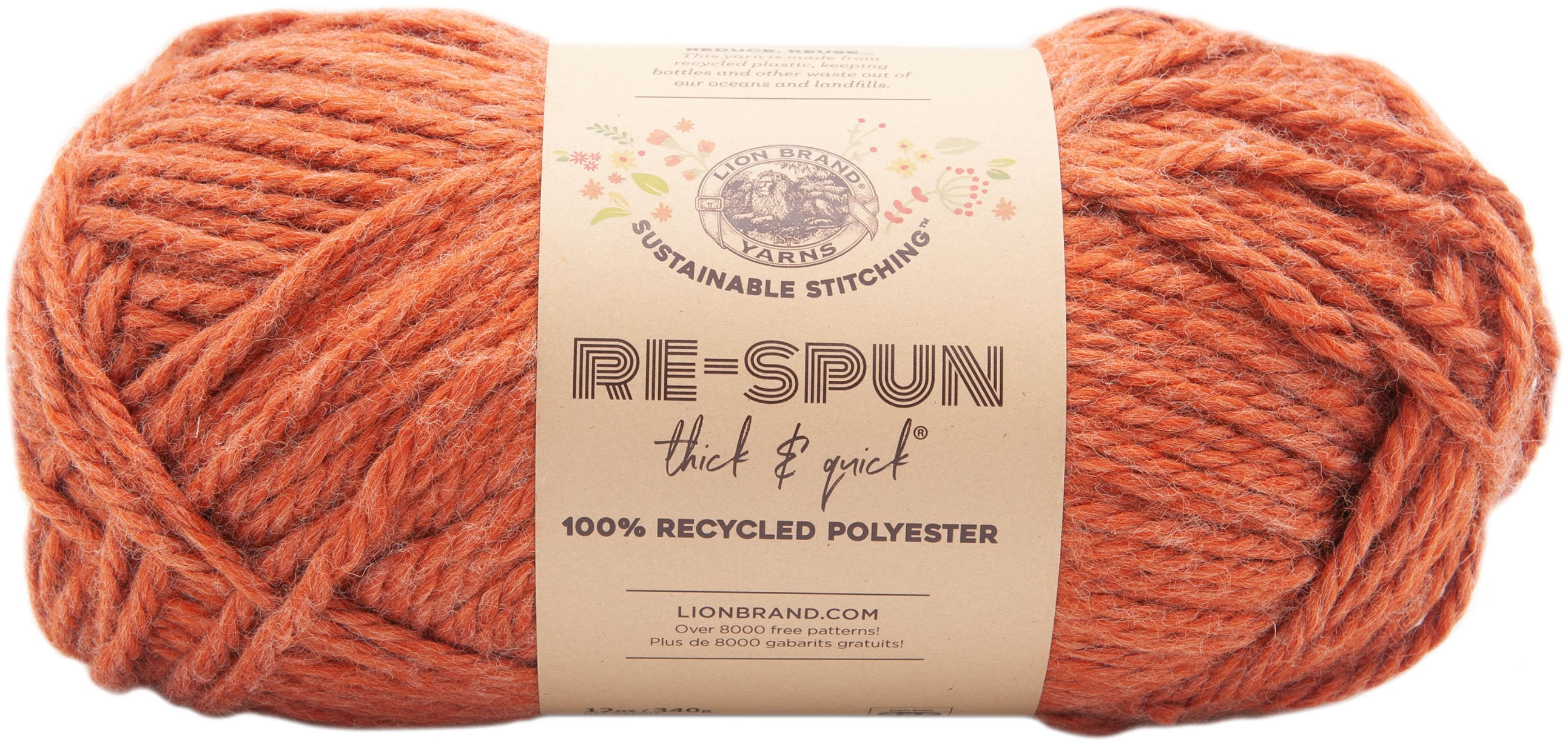 Lion Brand Respun T&Q 1 lb 100% Polyester Cinnamon Stick Yarn, 204m ...