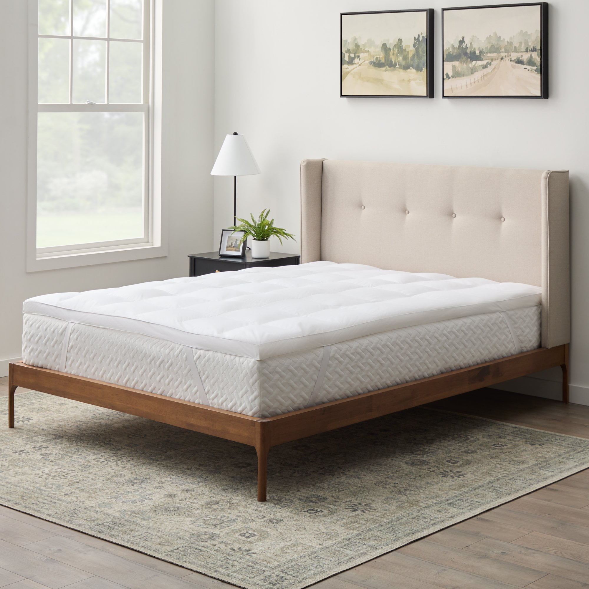 Rest Haven 2" Ultra-Soft Plush Pillow Top Mattress Topper with Straps ...