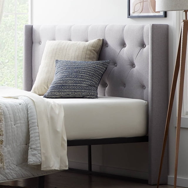 Rest Haven Elizabeth Wingback Upholstered Headboard with Button Tufting ...