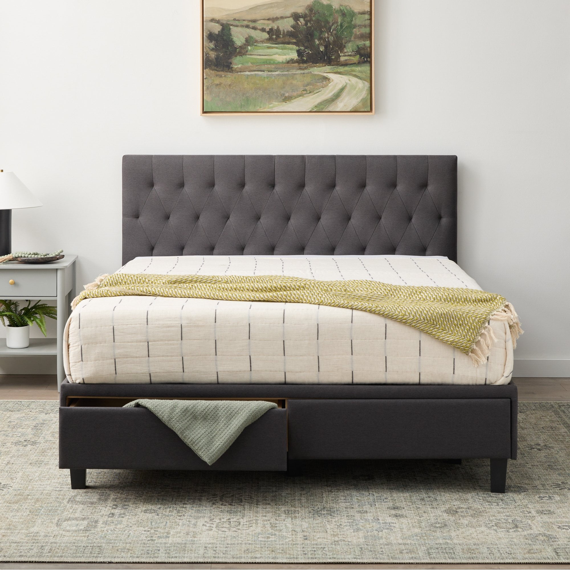 Jasper Upholstered Platform Bed with Drawers - King Size - Walmart.com