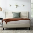 Rest Haven Renton Upholstered Channeled Platform Bed, Full, Cream ...