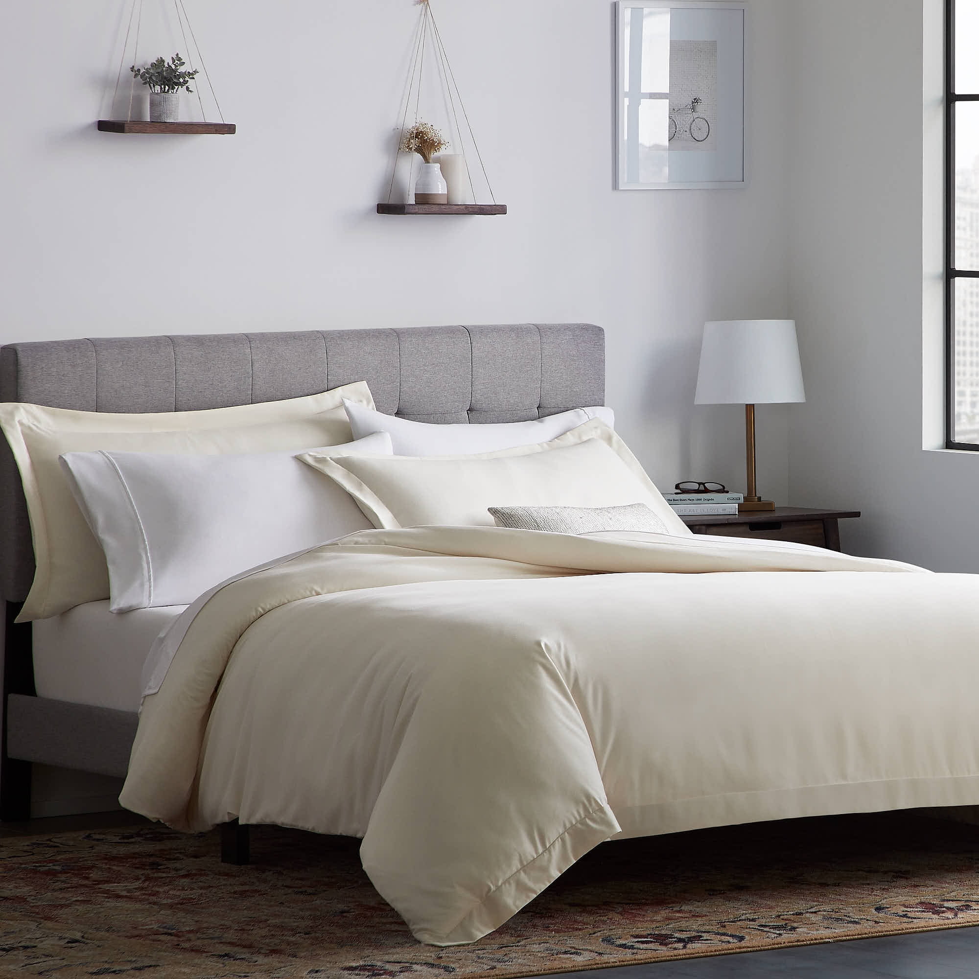 Rest Haven Microfiber Duvet Cover Set Full Cream Brushed Luxurious ...