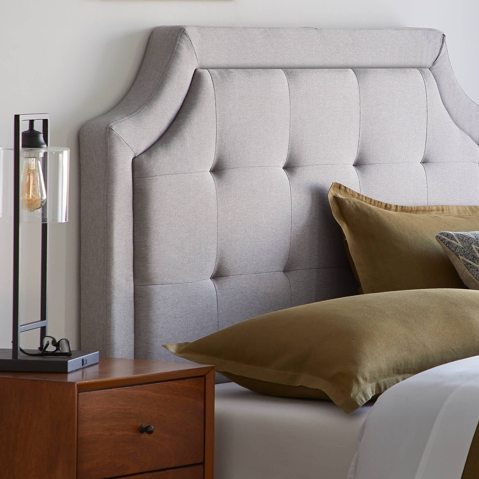 Rest Haven Scallop Edged Upholstered Headboard - Gray - Walmart.com