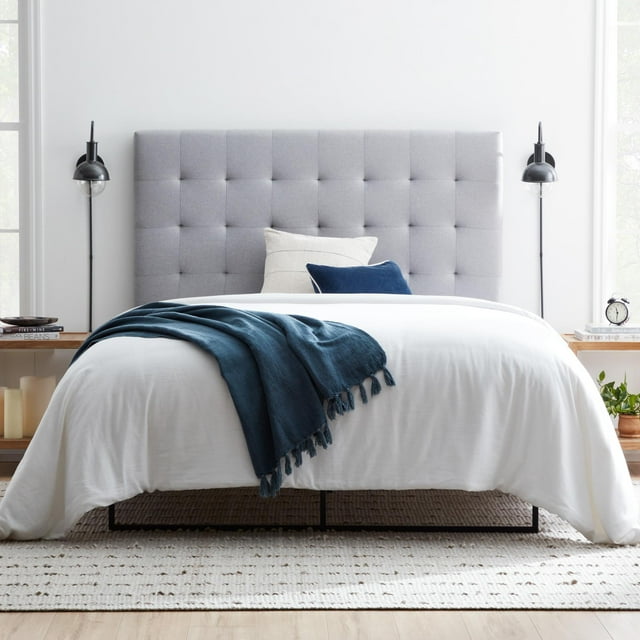 Rest Haven Upholstered Square Tufted Headboard, Queen, Gray - Walmart.com