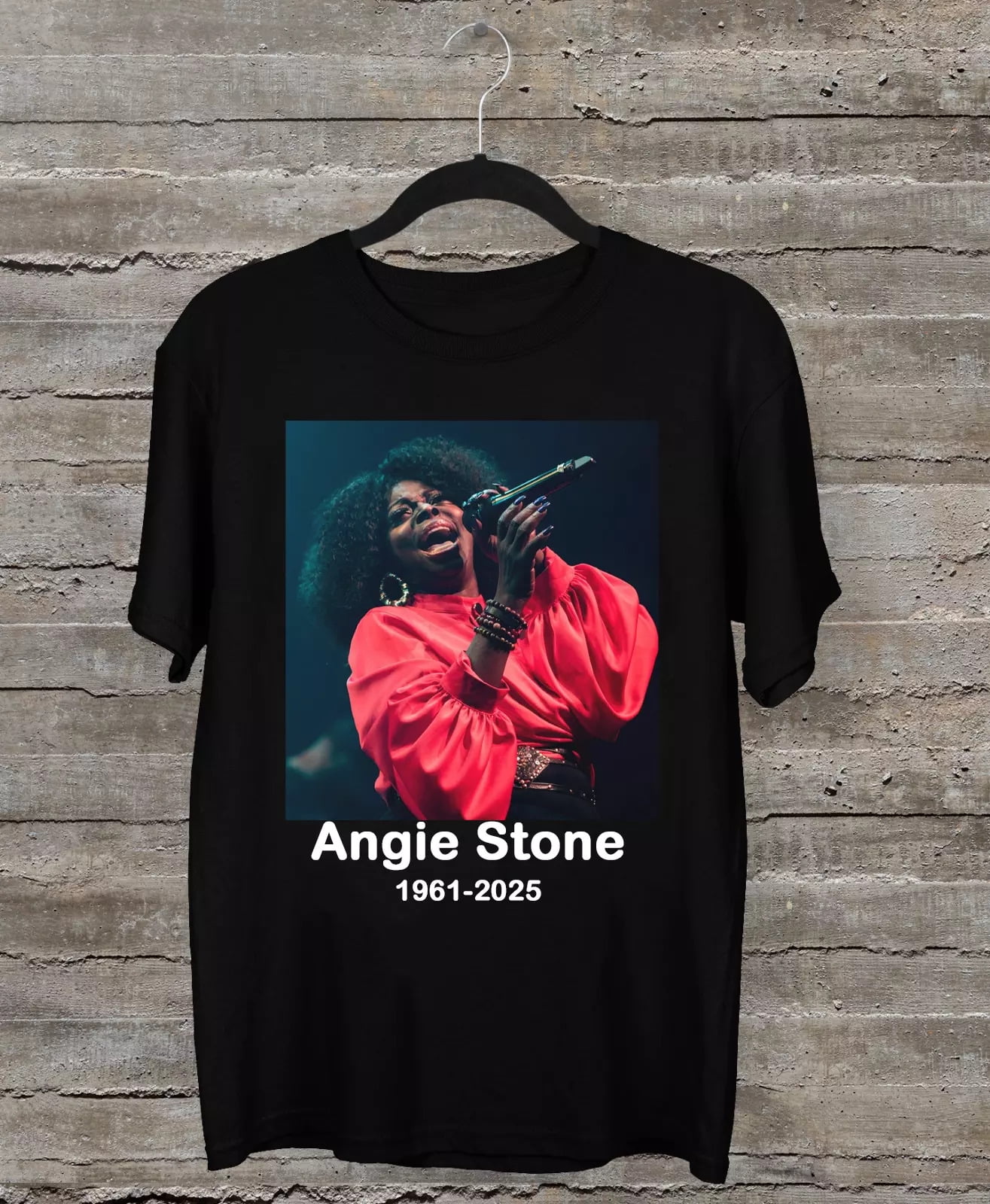 Rest In Peace Angie Stone 1961-2025 Short Sleeve Black All Size T-Shirt ...