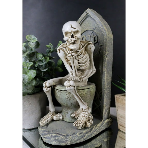 Rest In Peace Constipated Thinker Skeleton Sitting On Graveyard Toilet ...