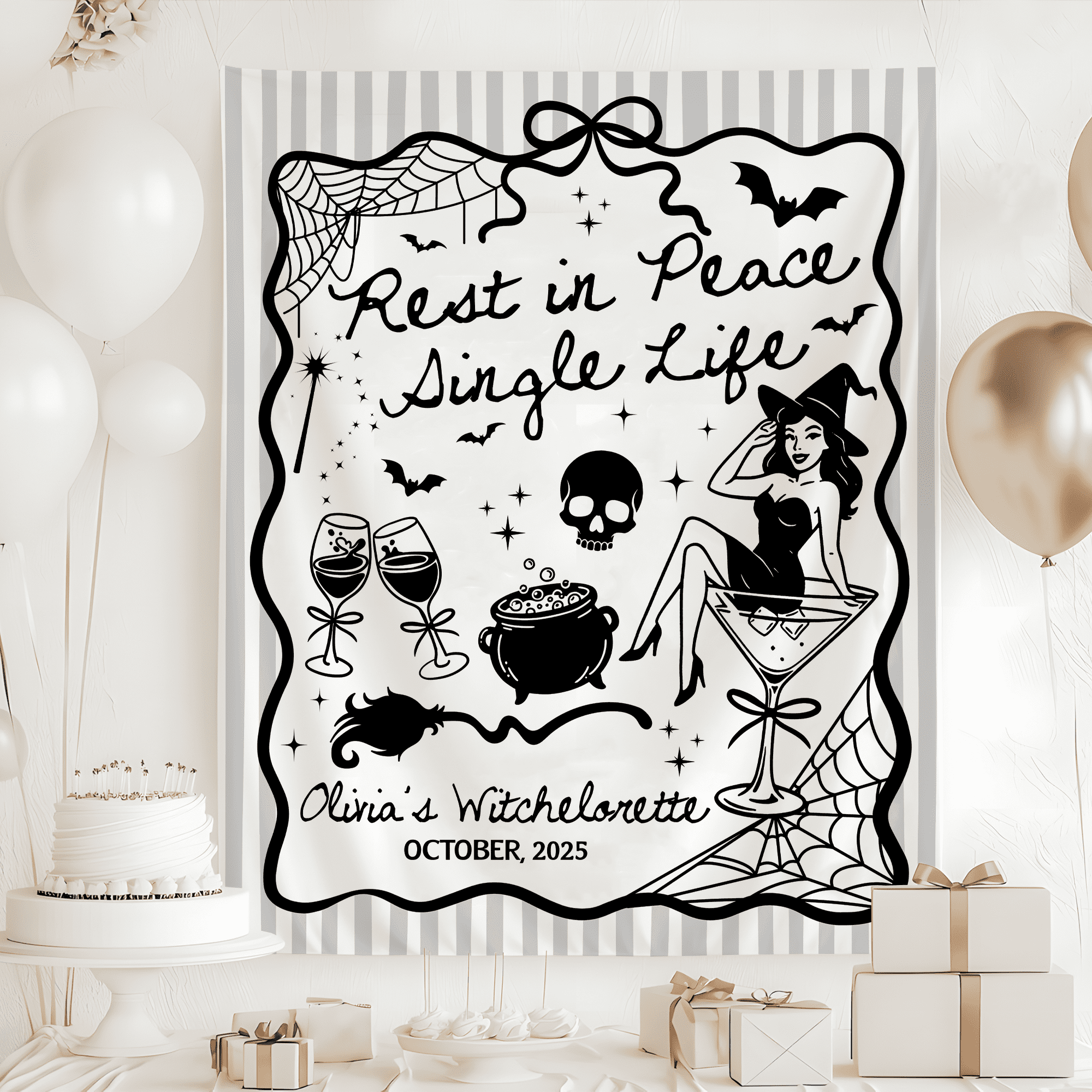 Rest In Peace Single Life Bachelorette Tapestry, RIP Single Life Banner ...