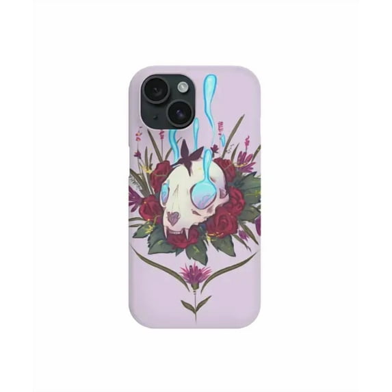 Rest in Peace Cat Skeleton Head and Roses Art Phone Case for iPhone 16 ...