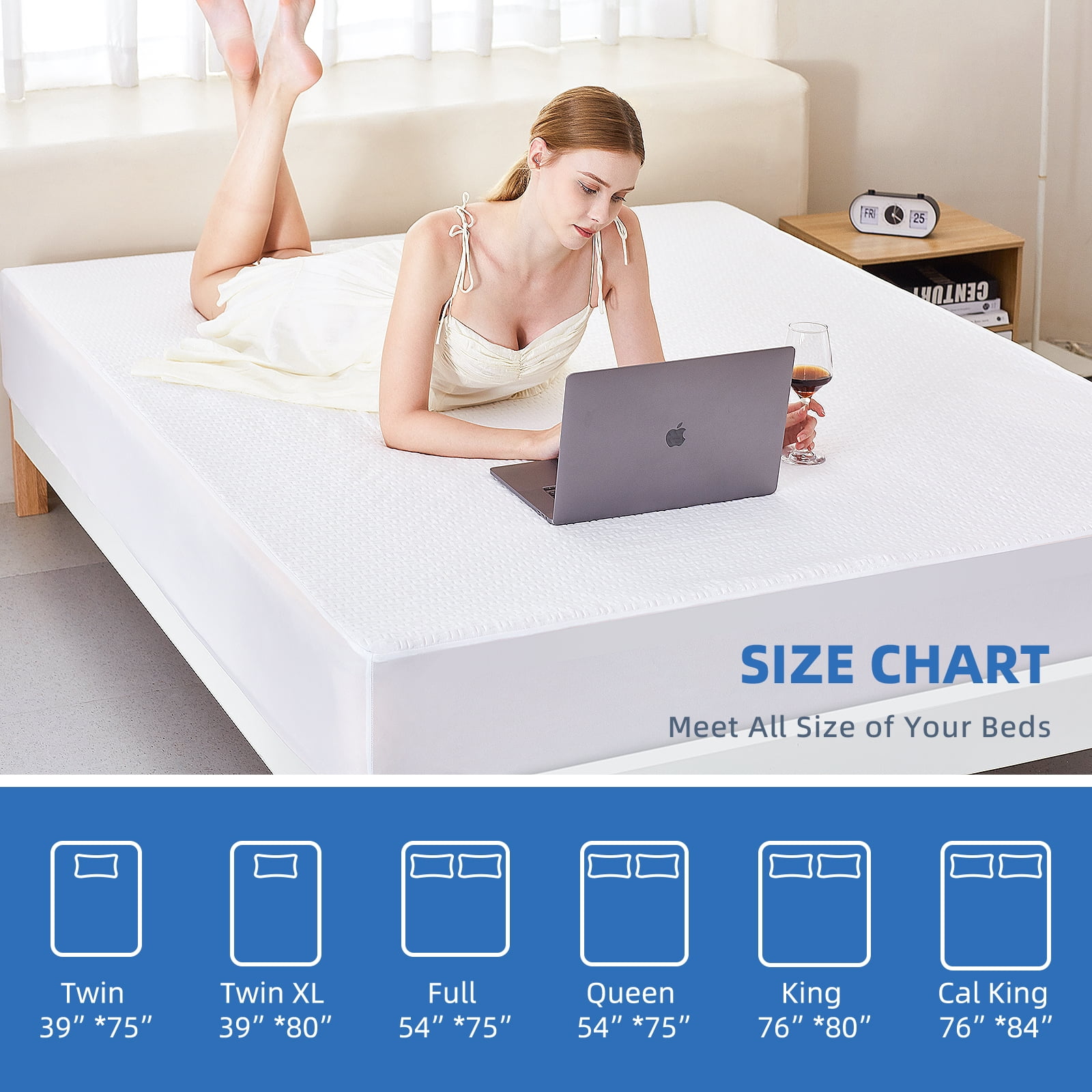 RestGuard 100% Waterproof King Mattress Protector, Breathable Cooling Bamboo 3D Air Fabric ...