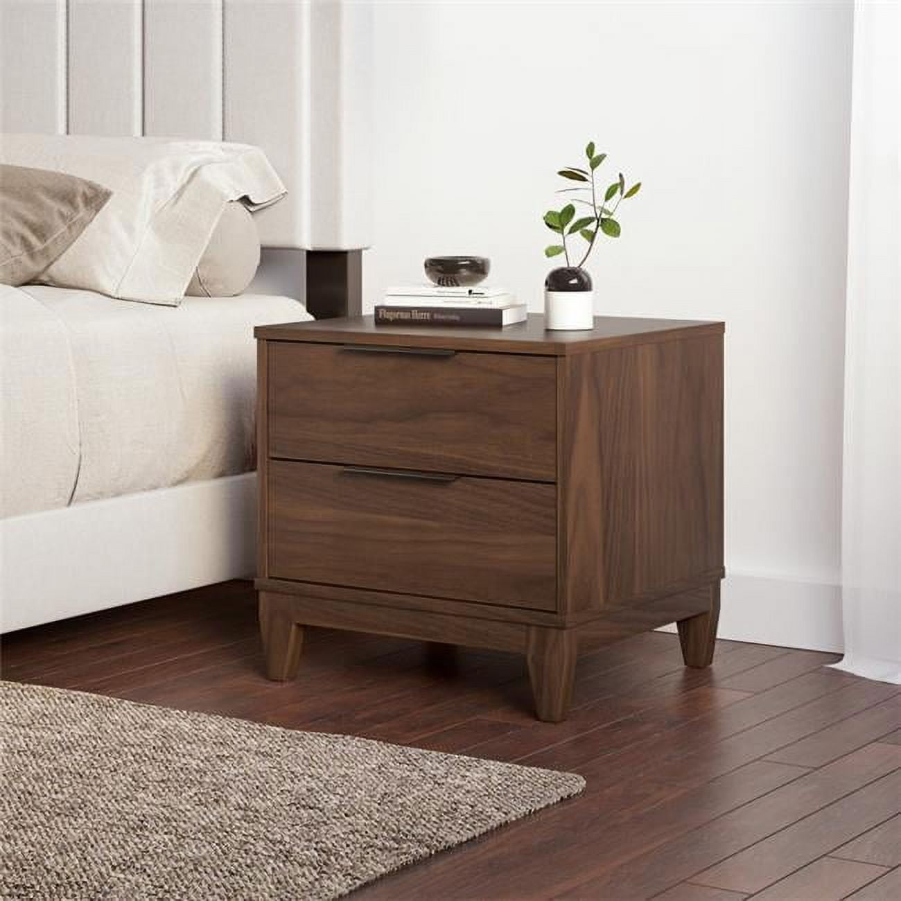 RestRite AMZMCK15907WLNTNSTD Marla Low Profile Bedroom Nightstand ...