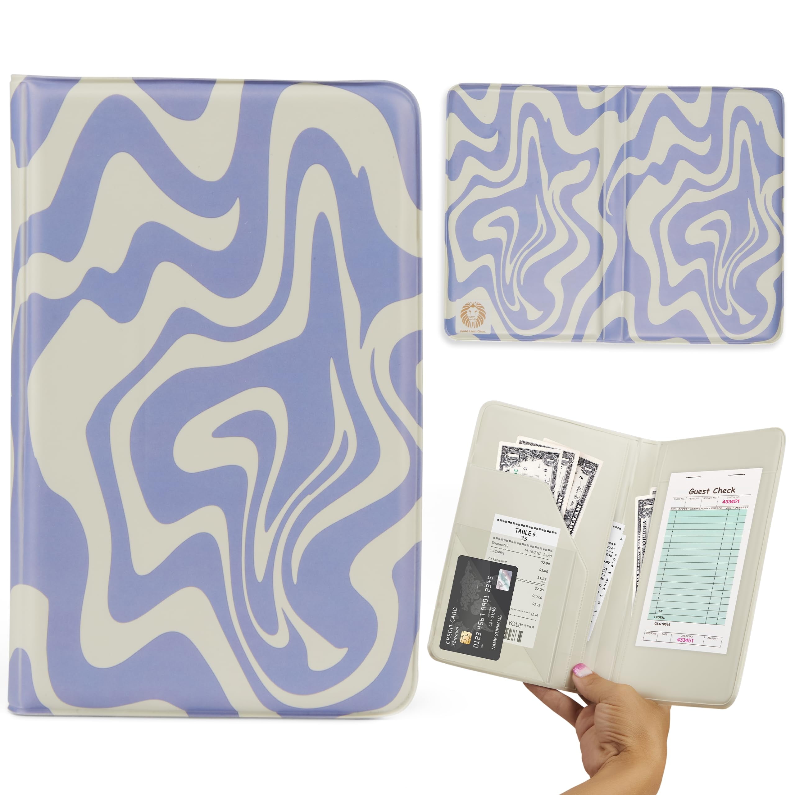 Restaurant Check Presenters - Blue Guest Check Card Holder - 5.1" x 7.9 ...