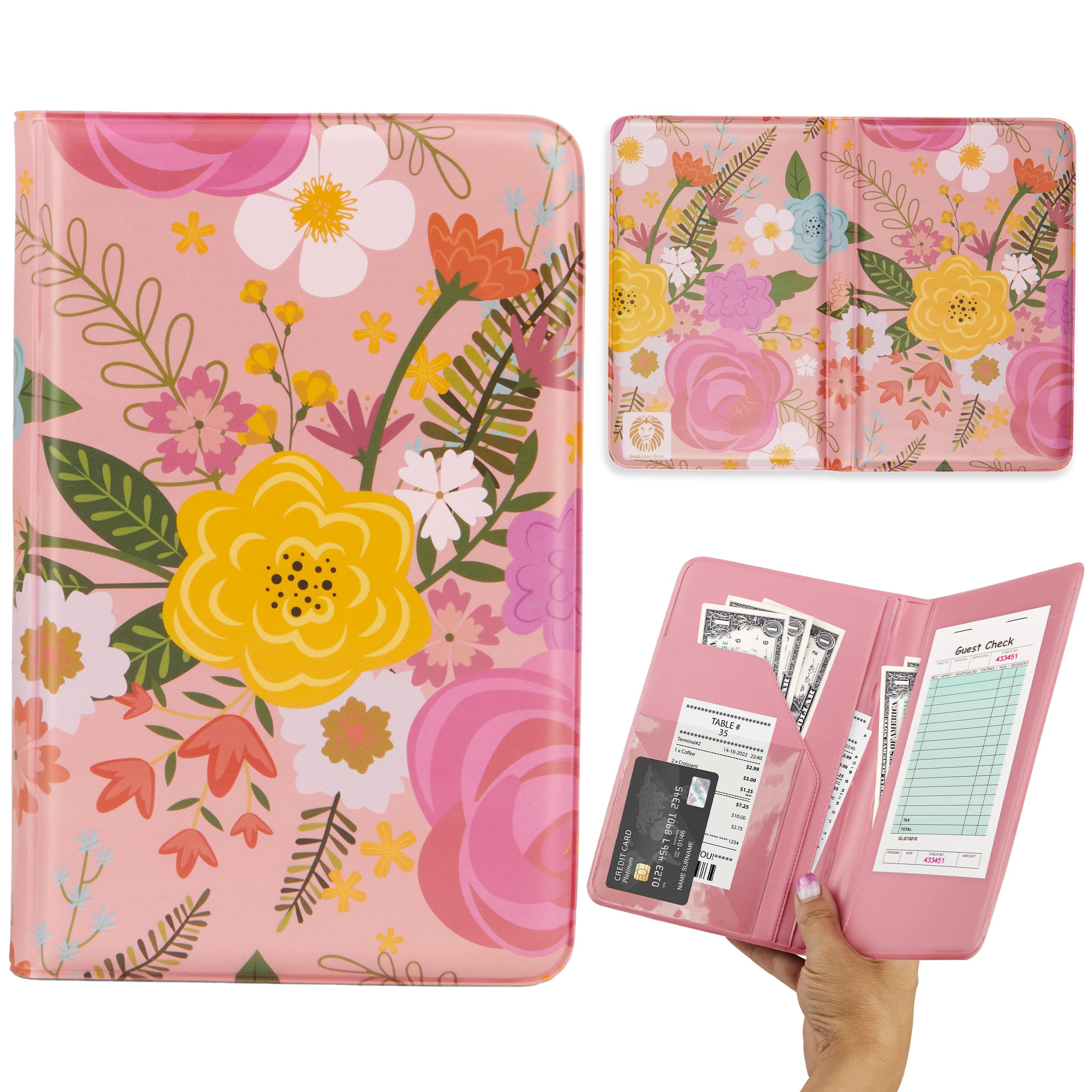 Restaurant Check Presenters - Pink Guest Check Card Holder - 5.1" x 7.9 ...