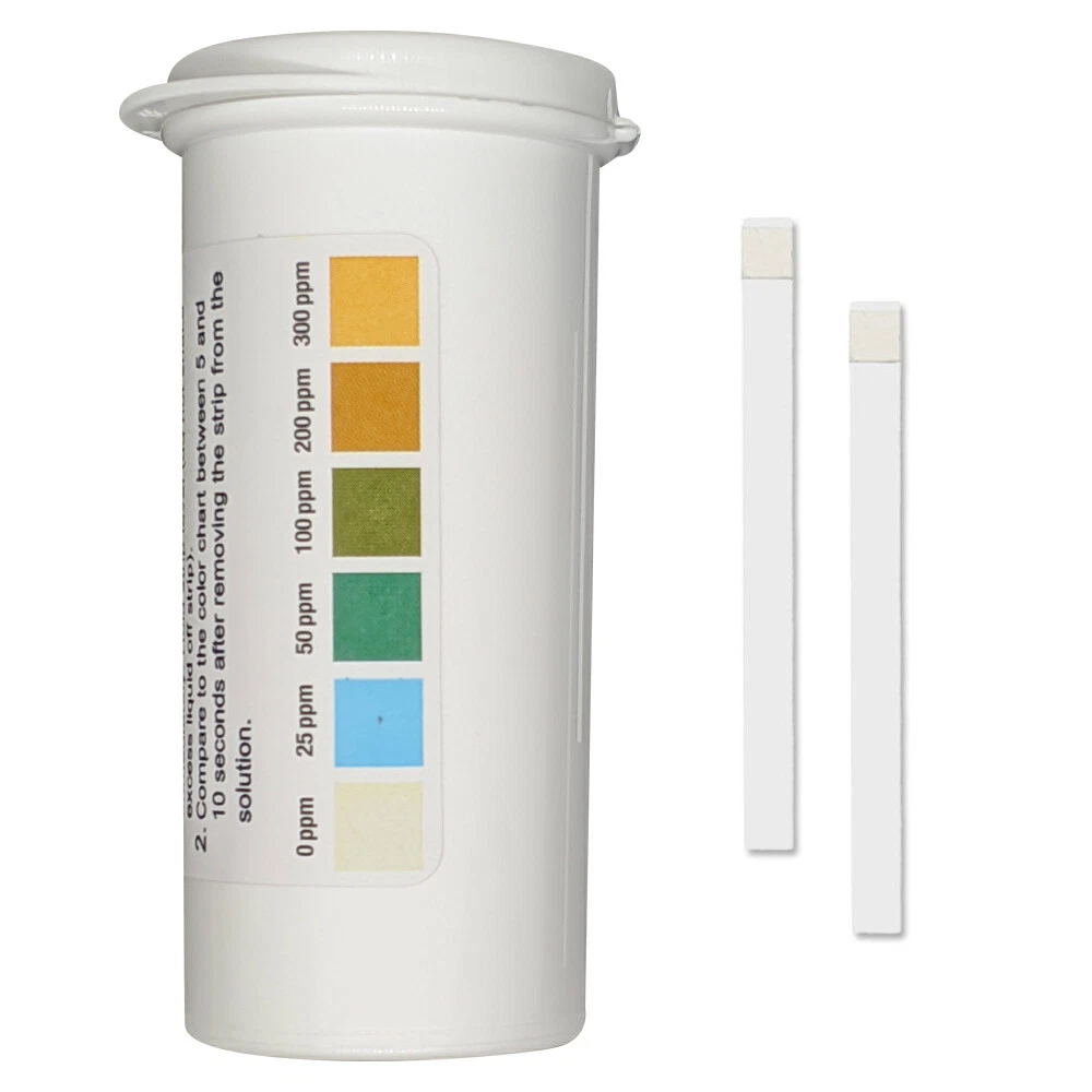 Restaurant Chlorine Sanitizer Plastic Test Strips 0-300 Ppm [Vial Of ...