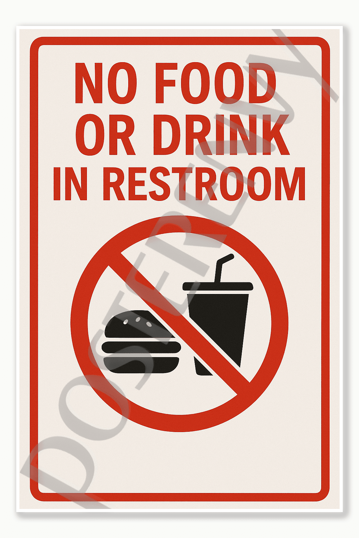 Restaurant Food Safety and Emergency No Food or Drink in Restroom ...