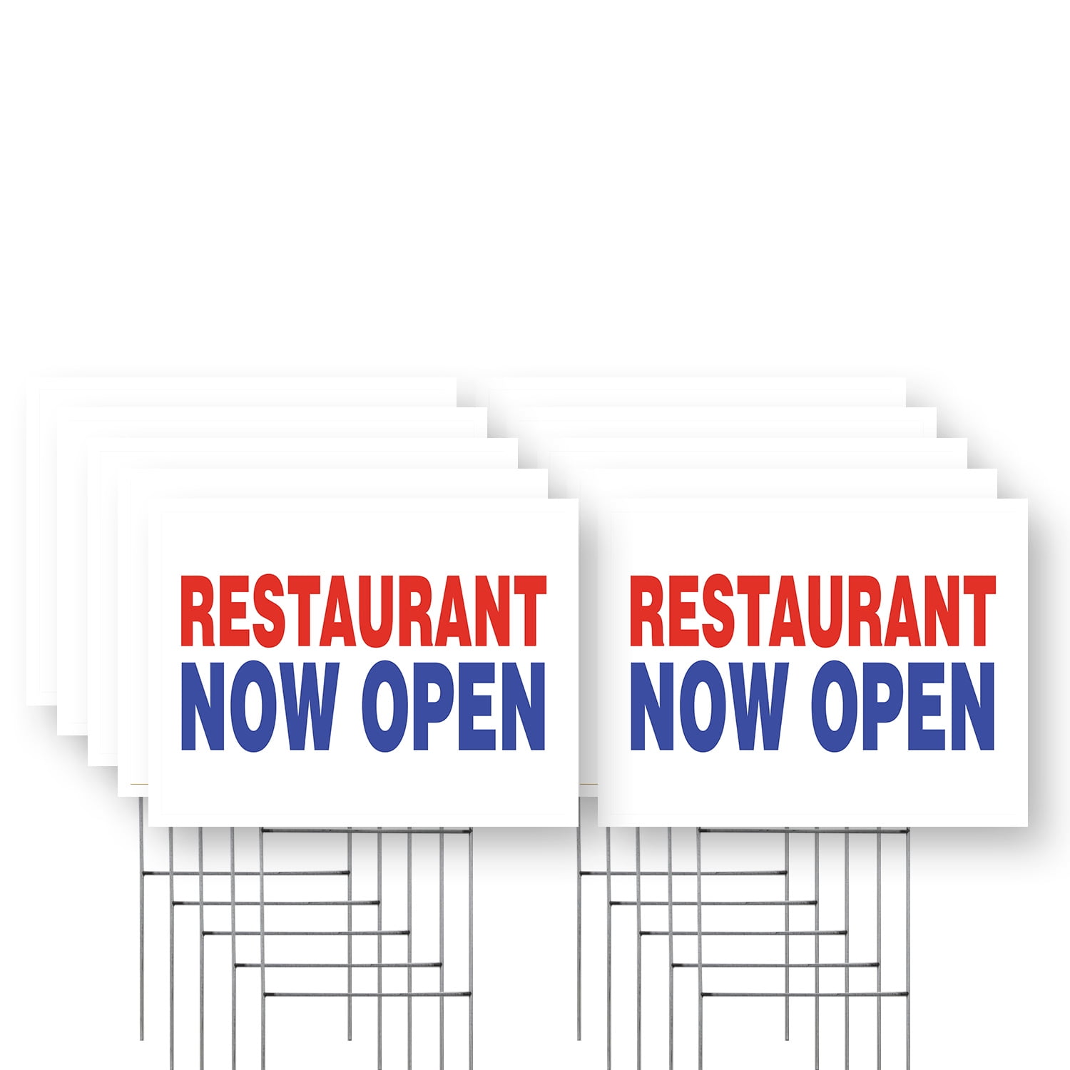 Restaurant Now Open Yard Sign 10 Pack of 12 Inch x 16 Inch Single Sided ...