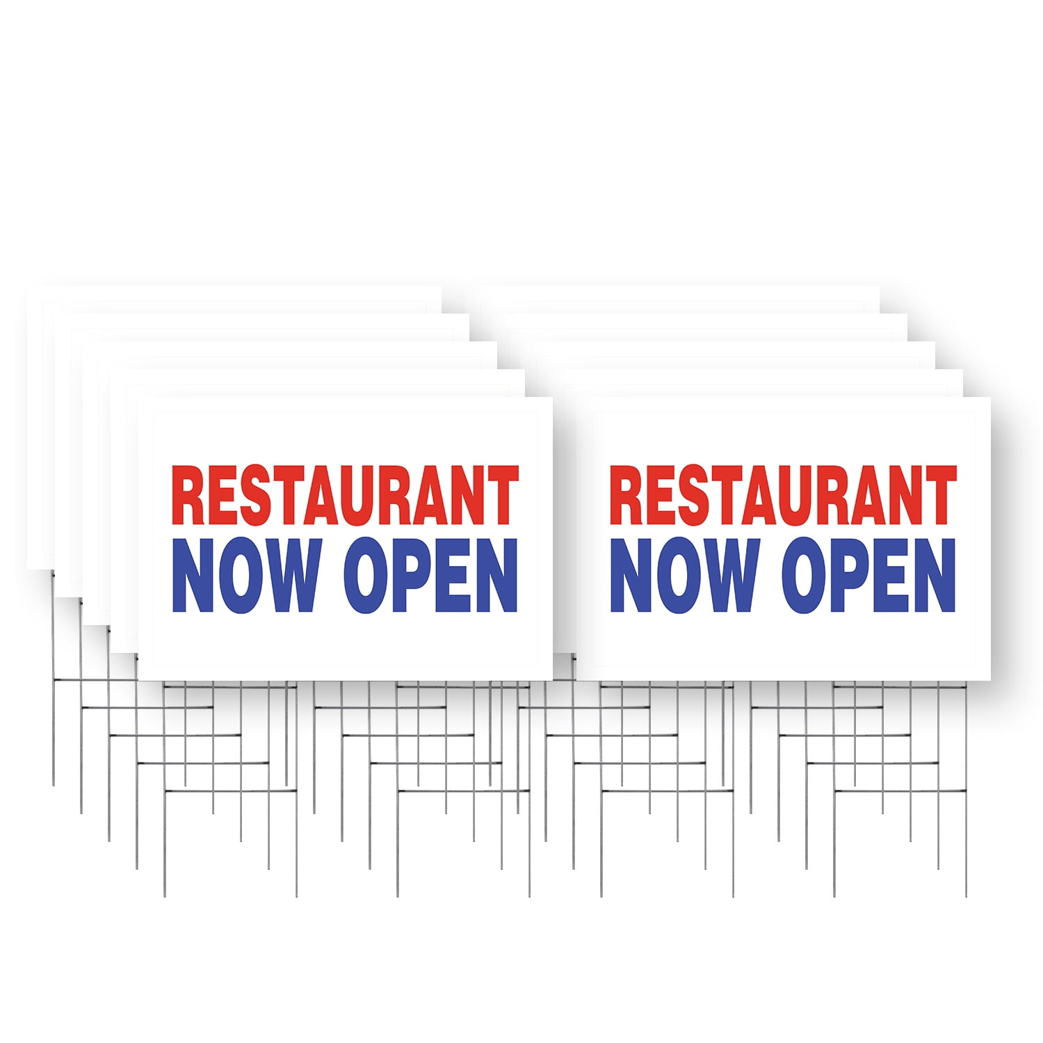 Restaurant Now Open Yard Sign 10 Pack of 24 Inch x 36 Inch Single Sided ...