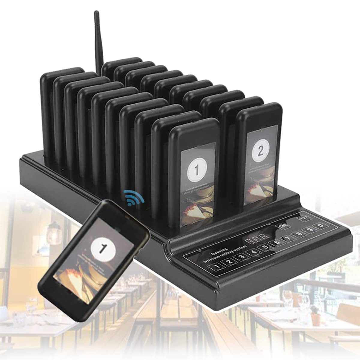 Restaurant Pager System,1 Calling Keypad + 20 Pagers, 20 Channels / 999 ...