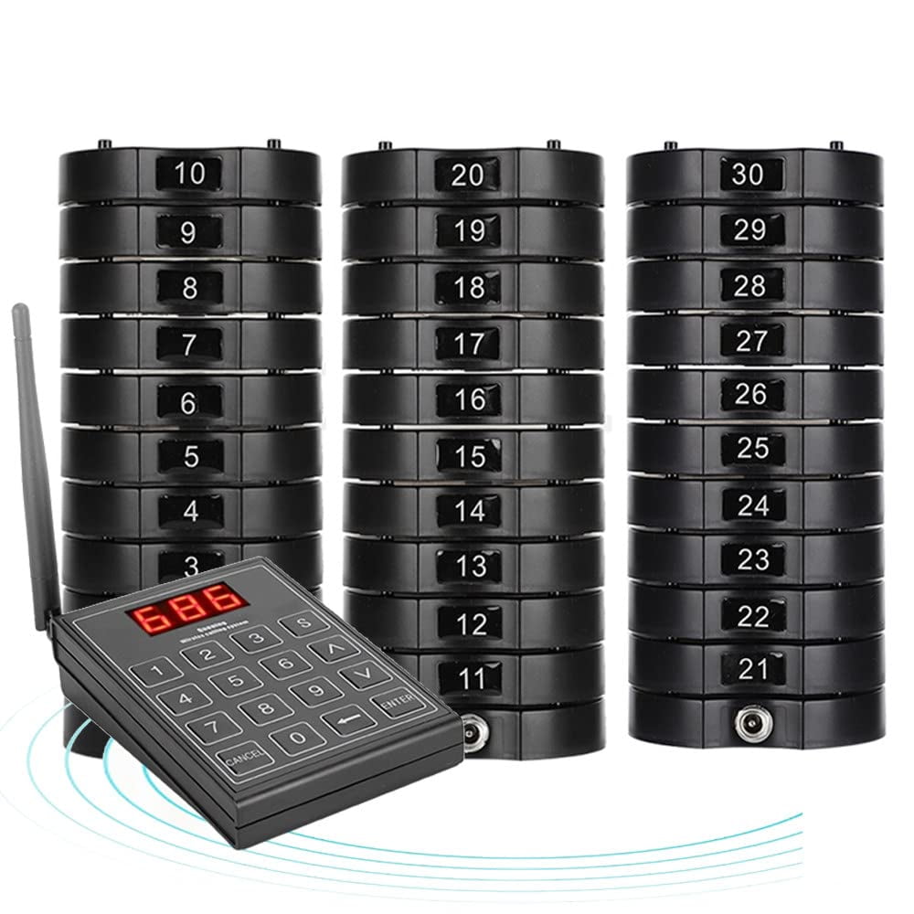 Restaurant Pager System, 1Pcs 999 Channels Calling Keypad + 10/20/30 ...