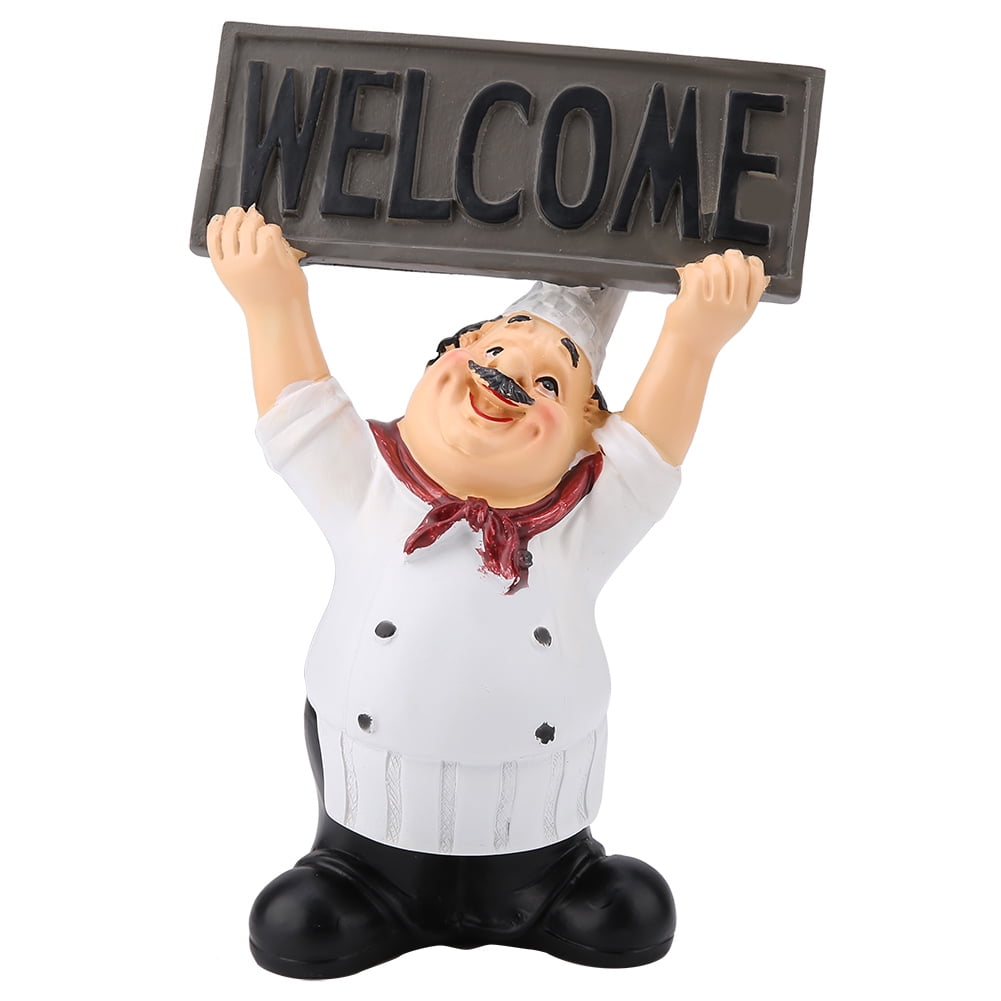 Restaurant Resin Cute Chef Figurine Miniature Statue Ornaments Welcome ...